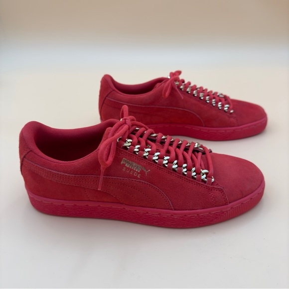 Puma | Shoes | Puma Womens 95 Burgundy Red Suede Sneakers Rose Gold ...